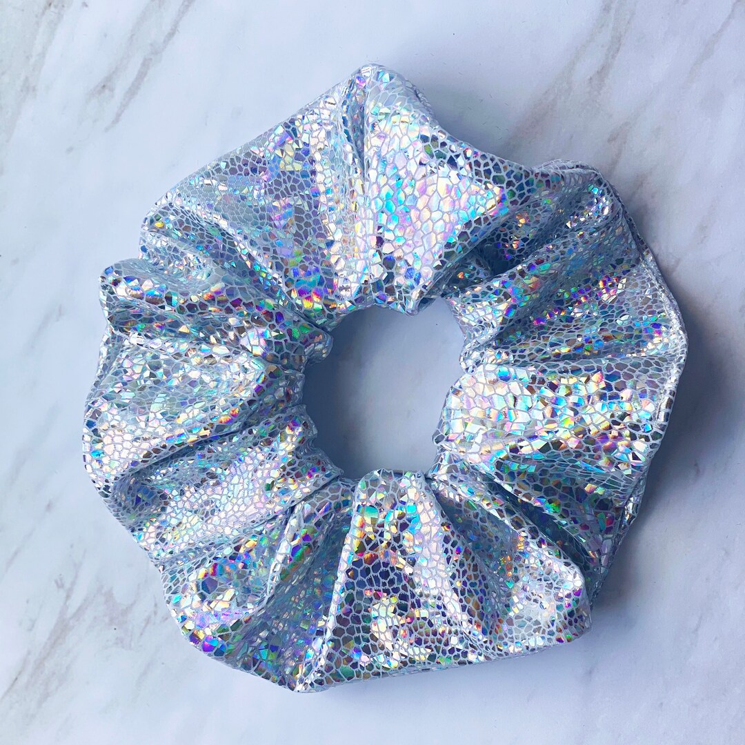Silver Lamé Scrunchie, Iridescent Stretch Fabric, Halloween Spooky ...