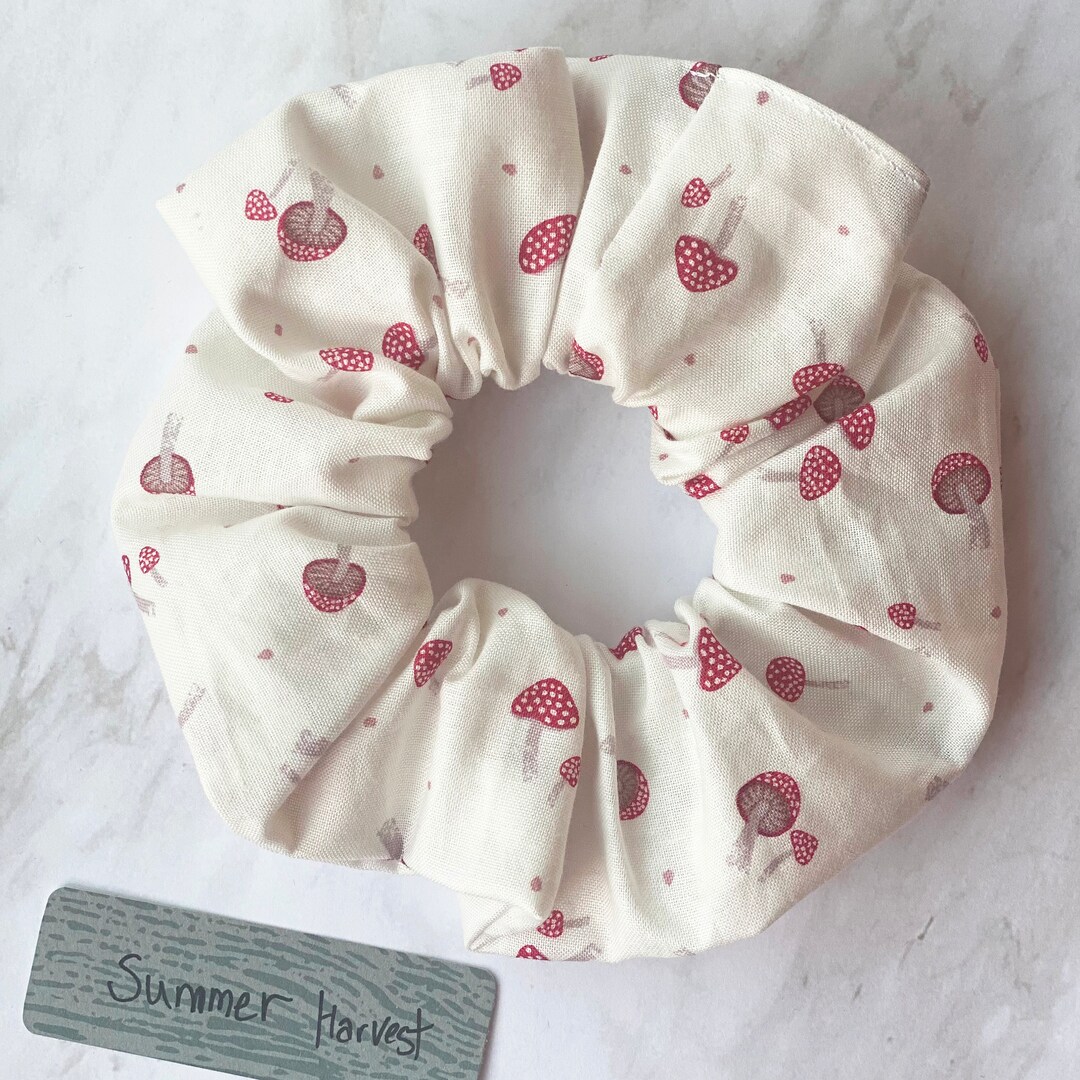 Luxury Jumbo Hair Scrunchie in Cream Cotton, Mushroom Scrunchy Set ...