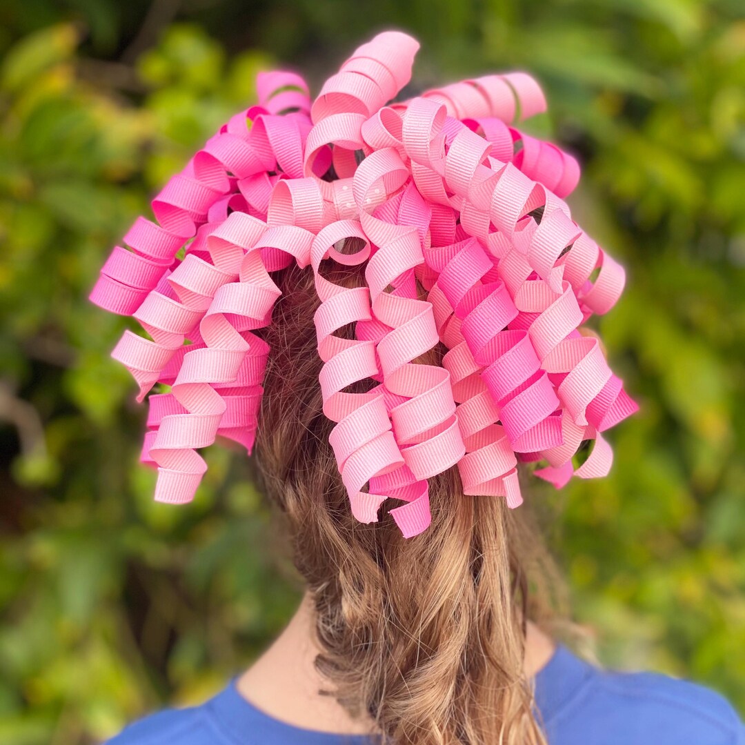 Hot Pink and Ballet Pink Ponytail Streamer, Grosgrain, Cheer Hair Bow ...