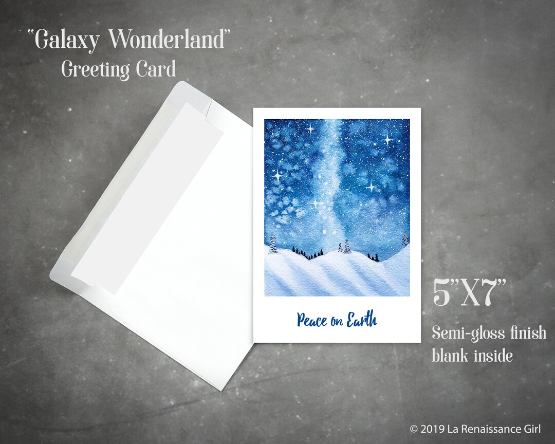 Galaxy Holiday Cards, Celestial Watercolor, Festive Decor, Elegant X ...