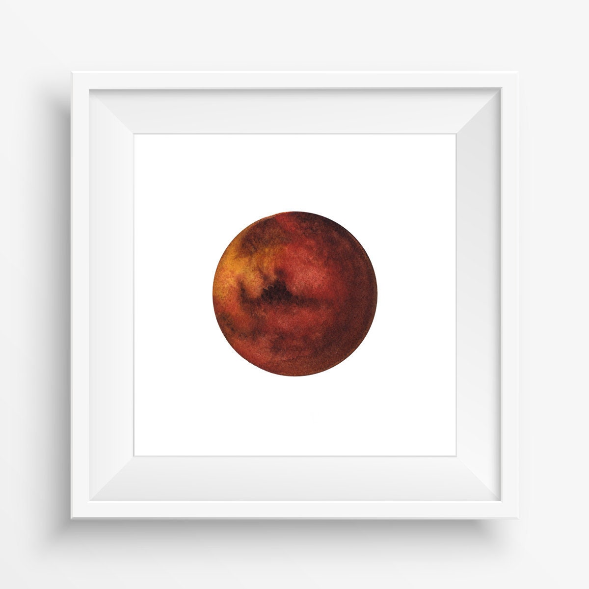 Mars Watercolor Art Print, Mini Red Planet Illustration, Solar System ...
