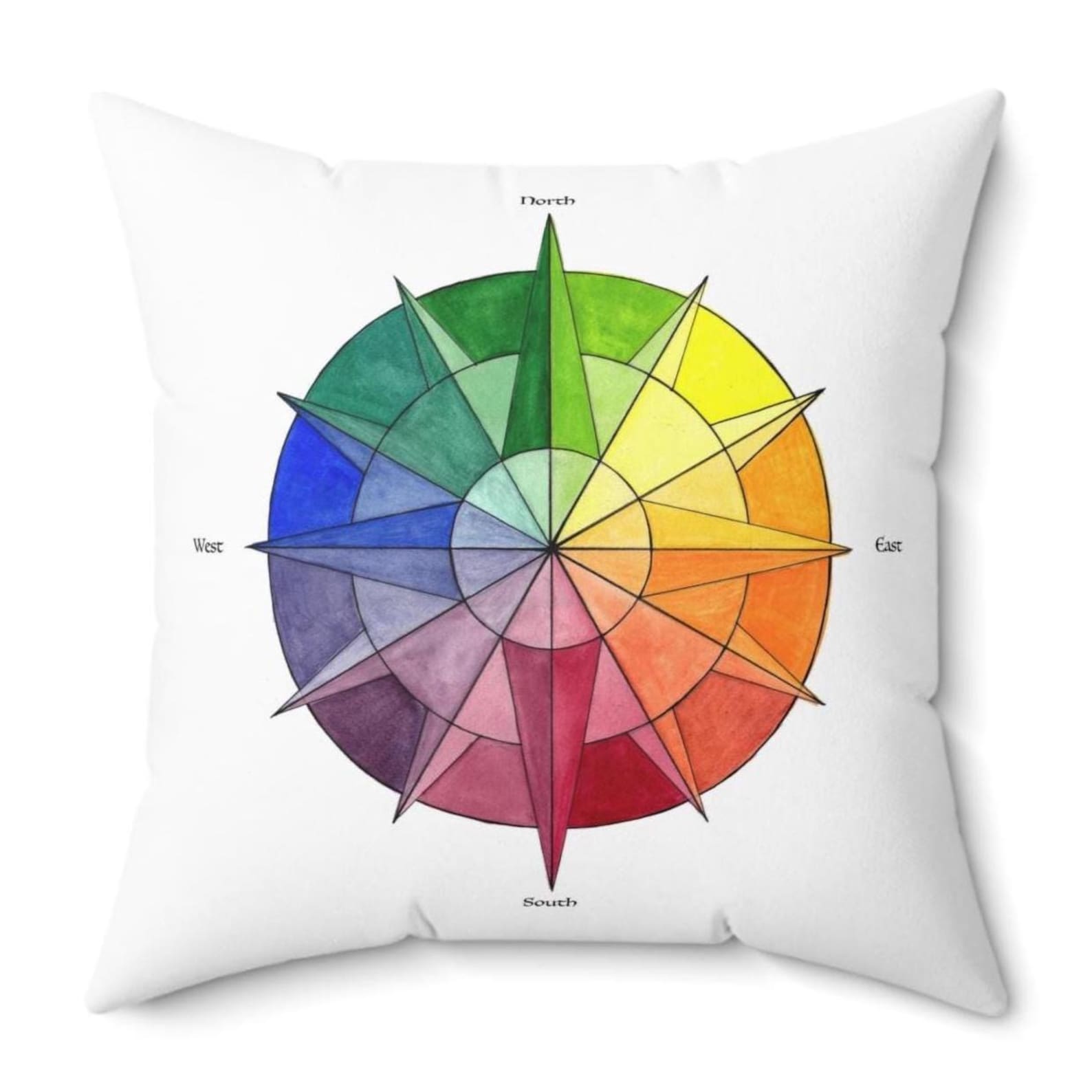 Rainbow Compass Color Wheel - Watercolor Throw Pillow, Pride Month - Etsy