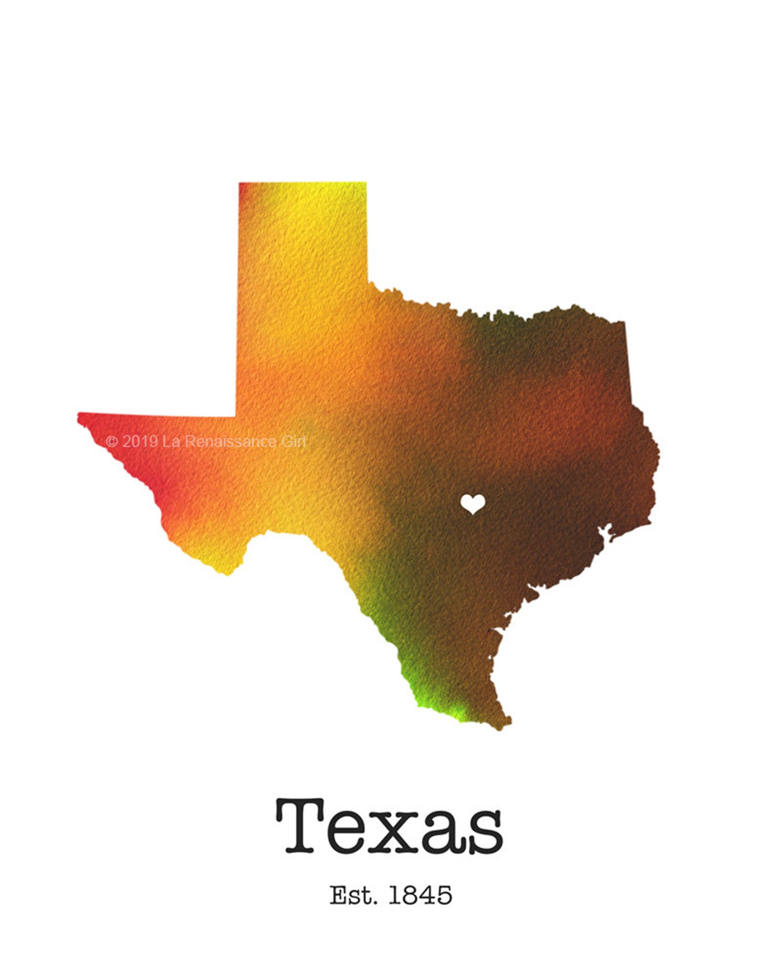 Texas State Print Personalized Watercolor Reproduction Print - Etsy