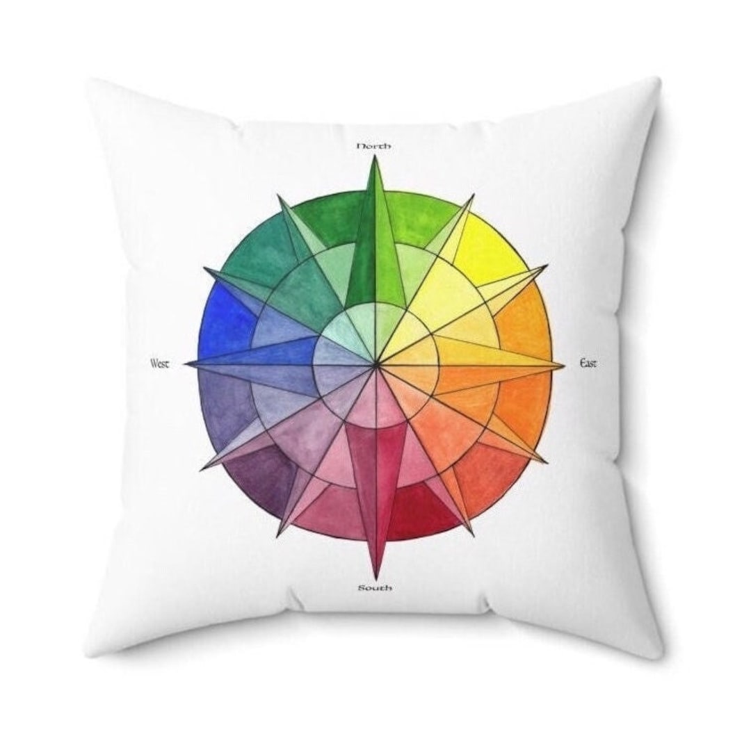 Rainbow Compass Color Wheel Watercolor Throw Pillow - Etsy