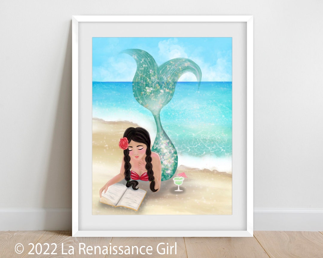 Margarita Mermaid, Cinco De Mayo Art Print, Beach Decor, Ocean Painting ...