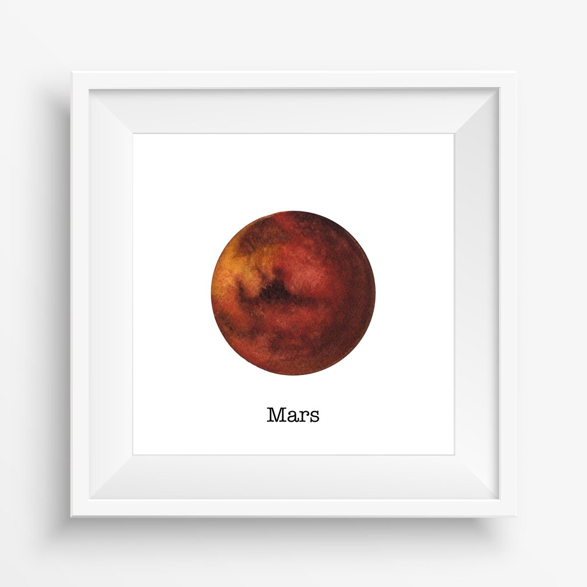 Mars Watercolor Art Print, Mini Red Planet Illustration, Solar System ...