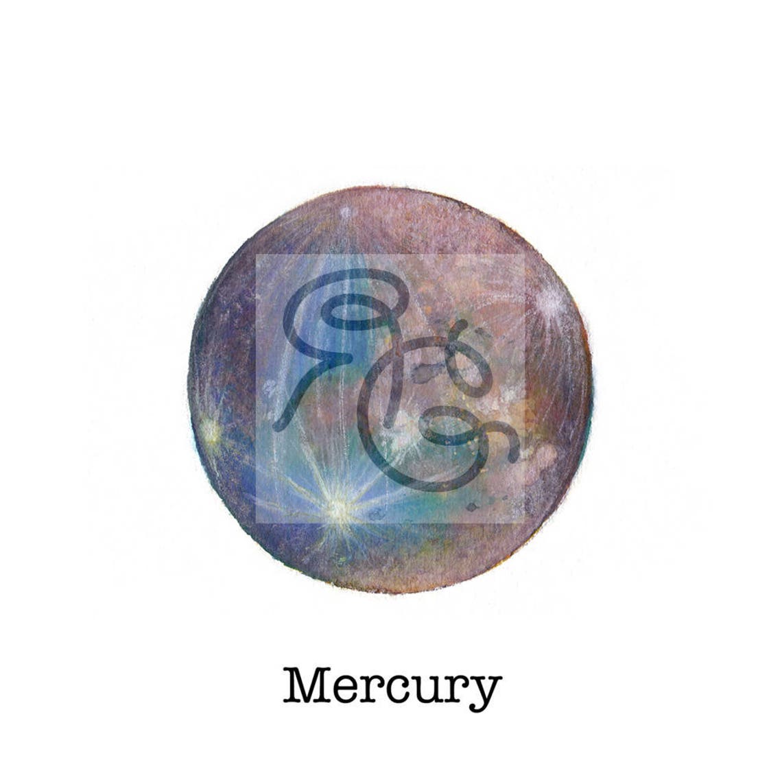 Mercury Watercolor Art Print, Mini Planet Illustration, Solar System ...
