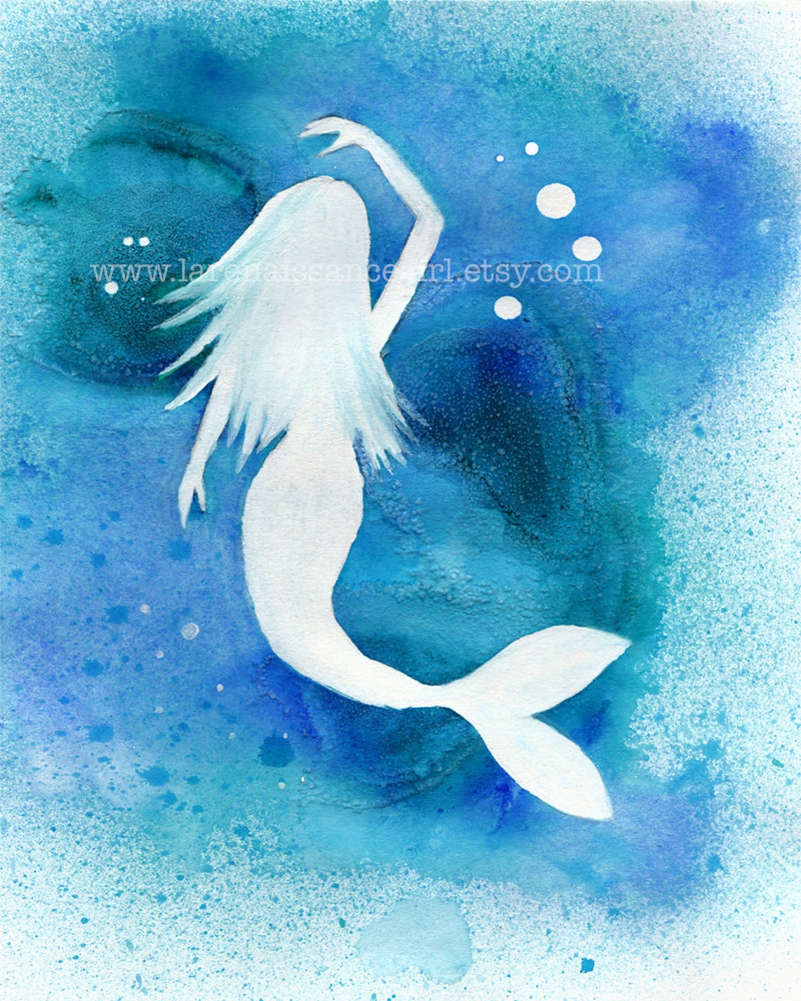 Watercolor Mermaid Abstract Mermaid Silhouette Ocean Art - Etsy