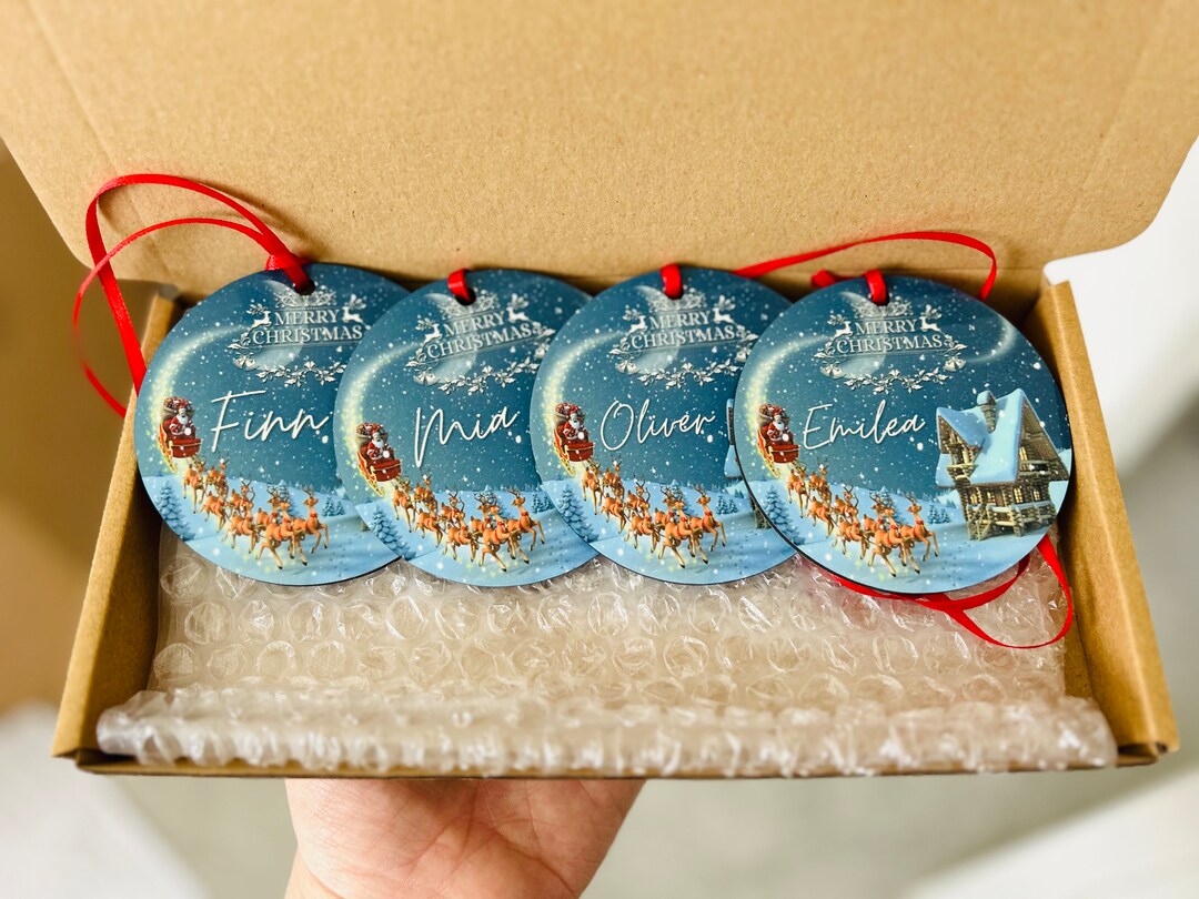 Children's Personalised Santa Bauble, Kids Name Christmas Tree ...