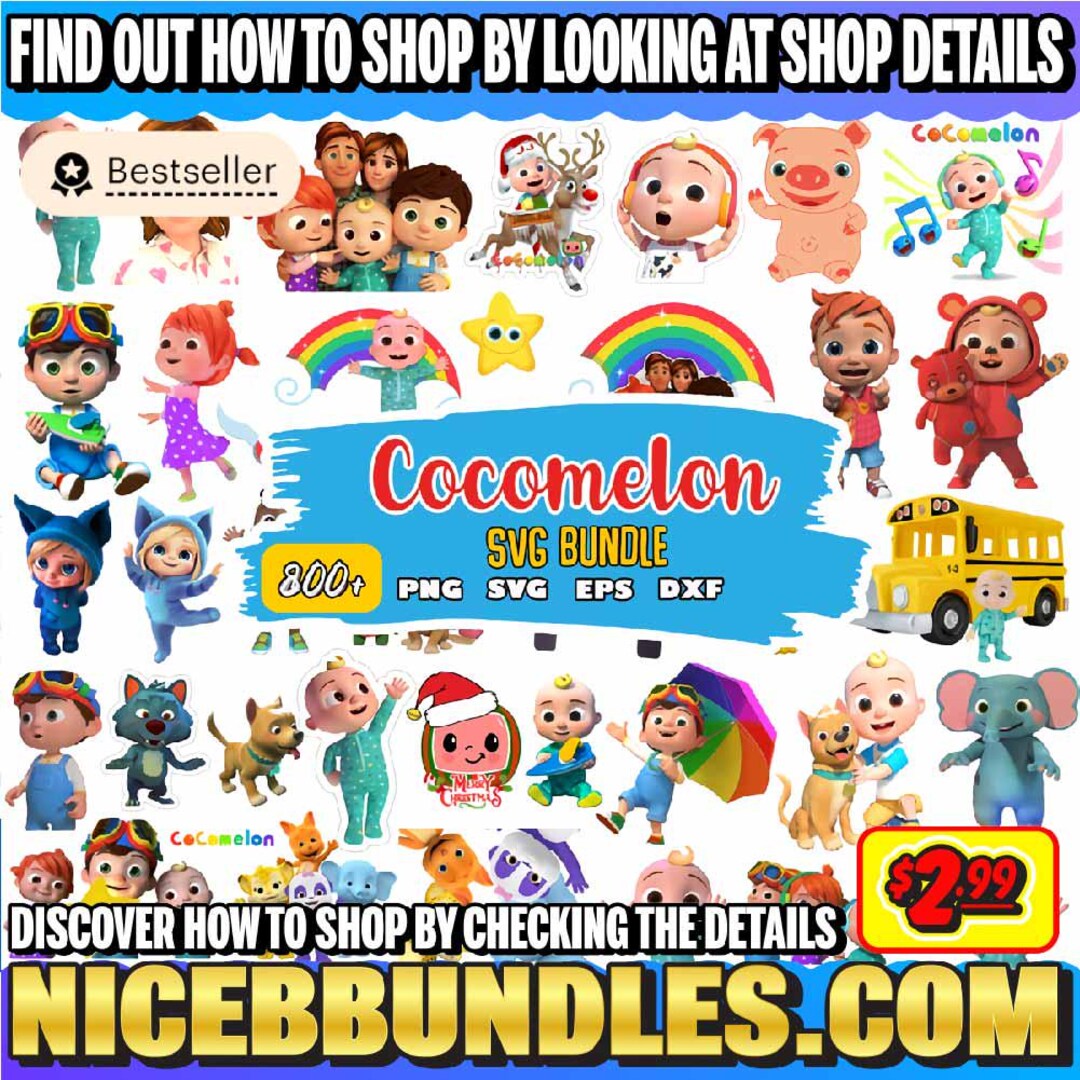 800 Files Cocomelon Bundle, Layered Cartoon Svg,png,pdf, Vector ...