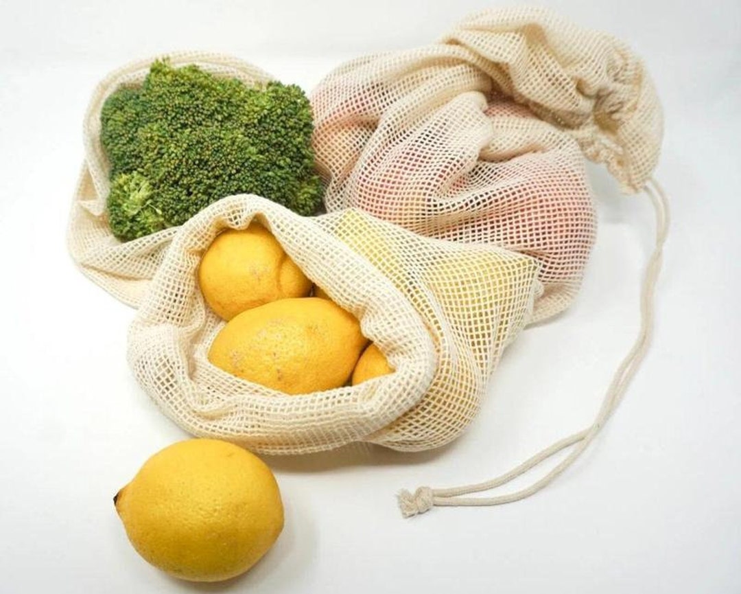 Mesh Veggie Bags| Reusable Food Storage Bag| Organic Cotton Produce ...