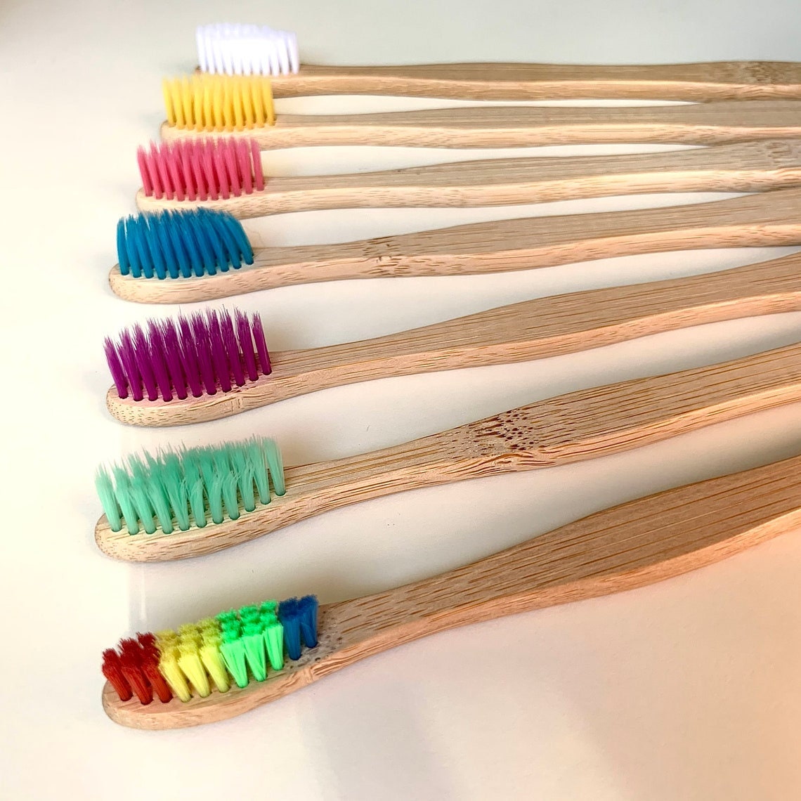 Natural Bamboo Toothbrush Set of 2 Eco-friendly Wooden Toothbrush ...