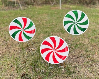 Christmas Peppermint Yard Sign Cutouts, Christmas Candy Theme ...