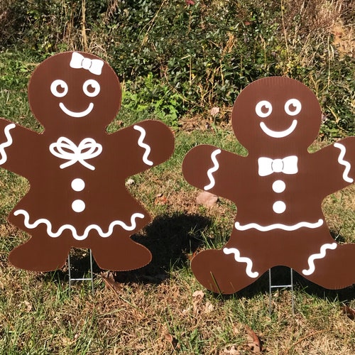 Gingerbread Man and Woman Lawn Decor Christmas Yard Signs - Etsy