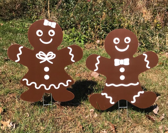 Gingerbread Man and Woman Lawn Decor Christmas Yard Signs - Etsy
