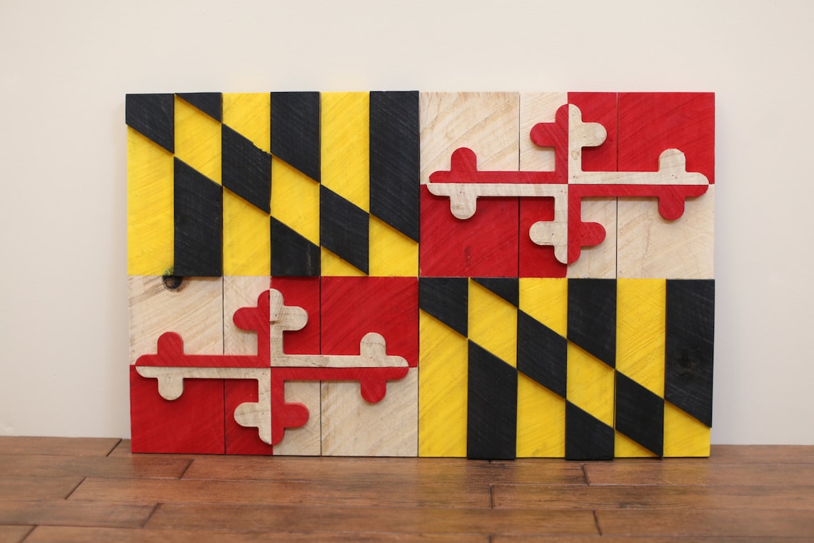 Handmade Wooden Maryland Flag | Maryland Decoration | Rustic Signs ...