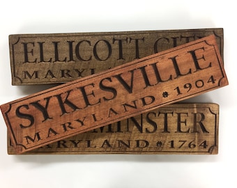 Personalized City Name Wood Sign Old Wooden Custom City - Etsy