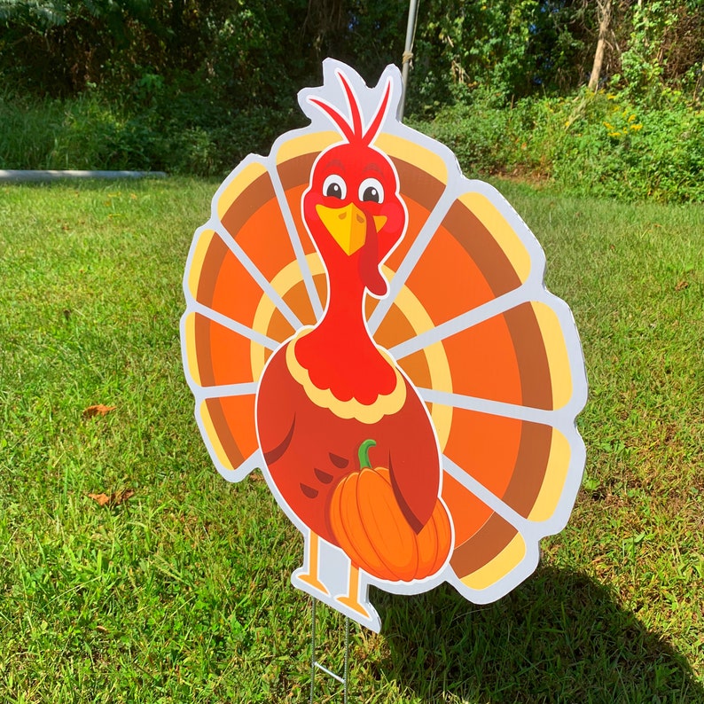 Turkey Yard Decoration Thanksgiving Yard Decor One-sided - Etsy