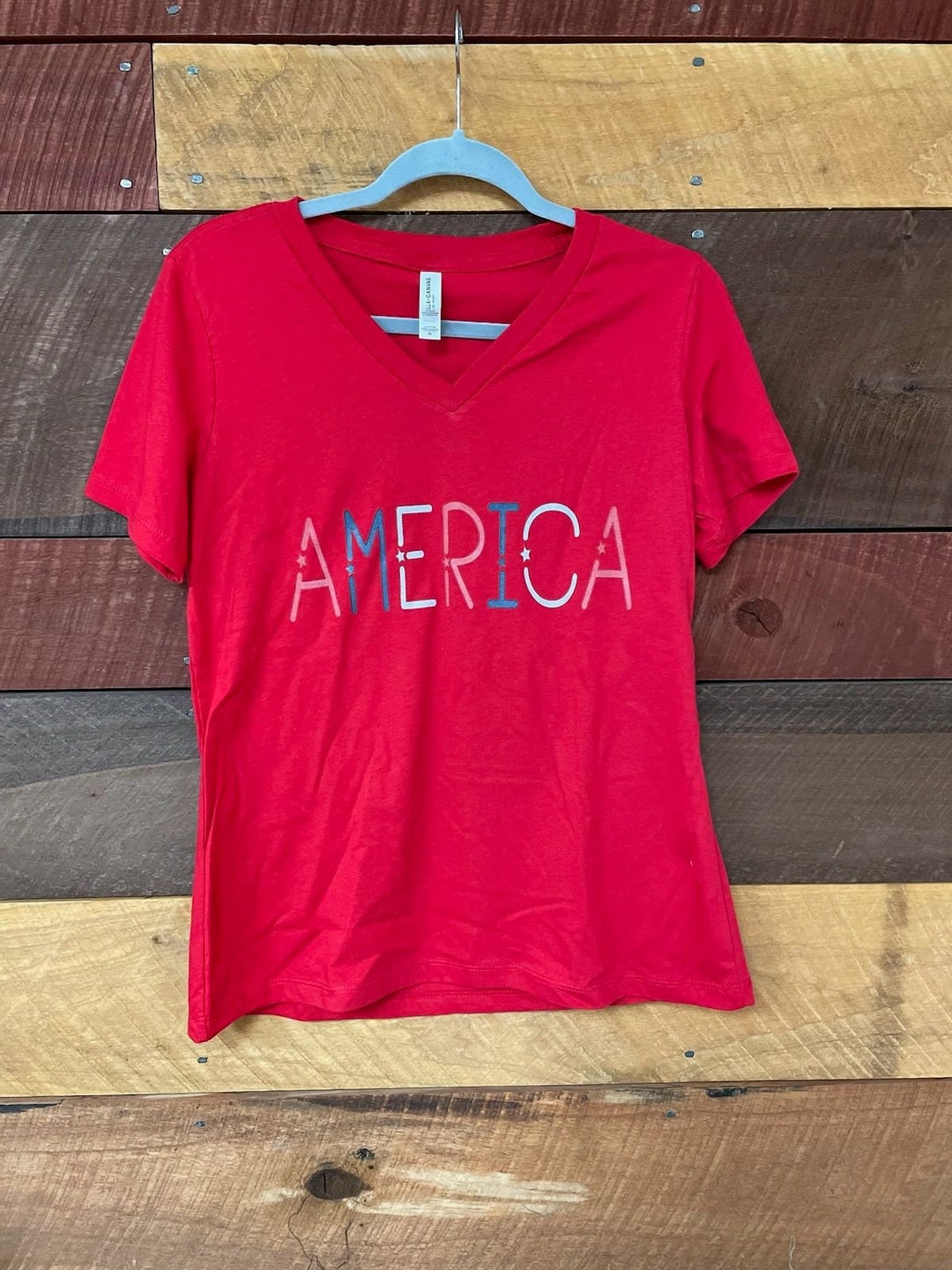 Red White and Blue USA America V-neck Tee Patriotic - Etsy
