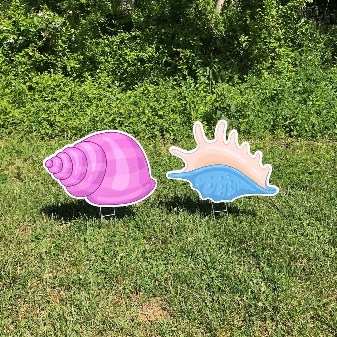 Seashell Yard Decorations Beach House Decor Coroplast Yard Signs With ...