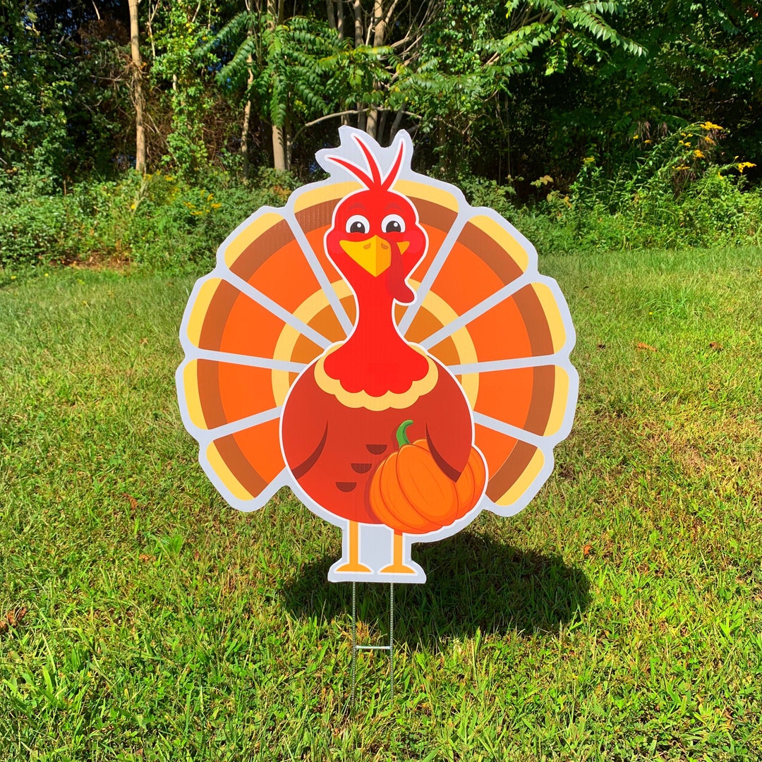 Turkey Yard Decoration | Thanksgiving Yard Decor | One-sided Coroplast ...