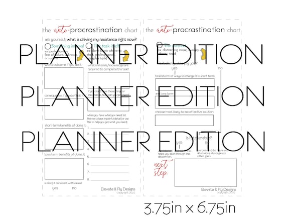 Planner Anti Procrastination Chart // Planner Printable // | Etsy