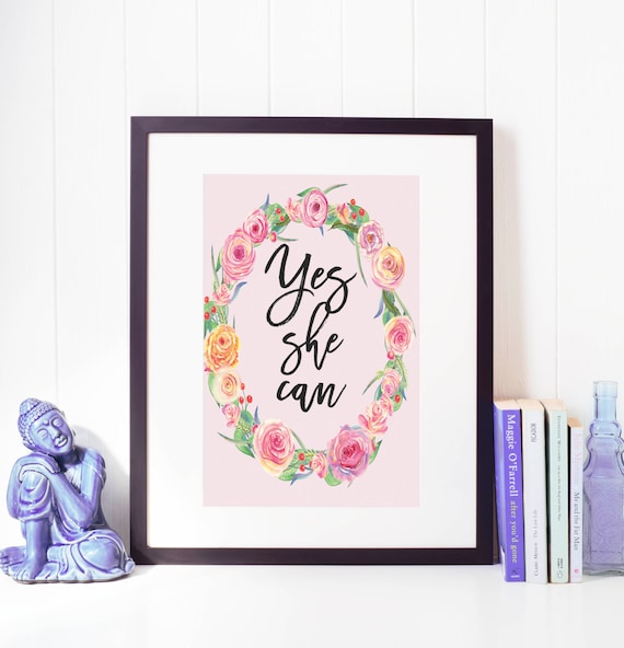 Yes She Can // Digital Print // Feminist Print | Etsy