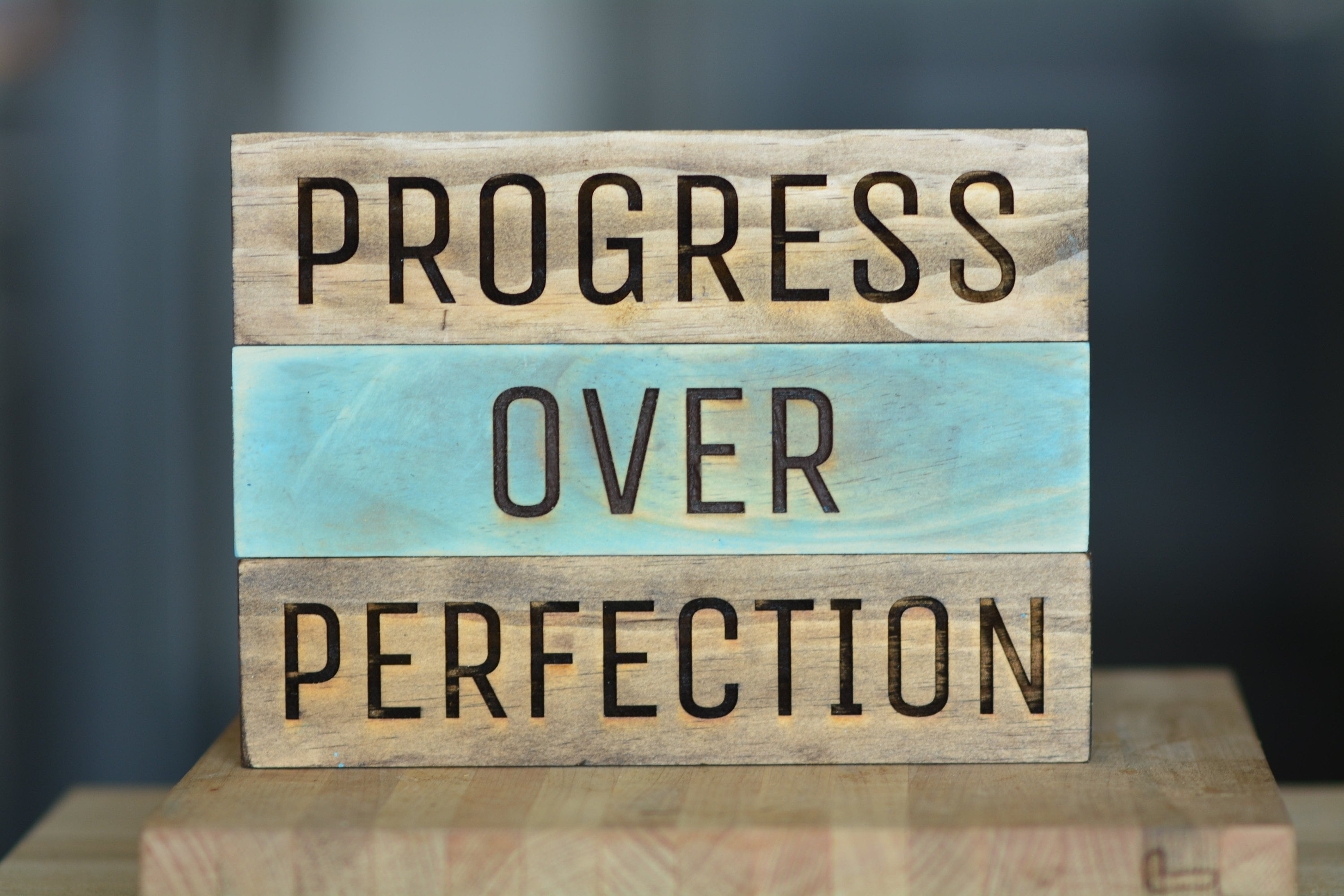 Progress Over Perfection // Engraved Wood Print // Mental | Etsy