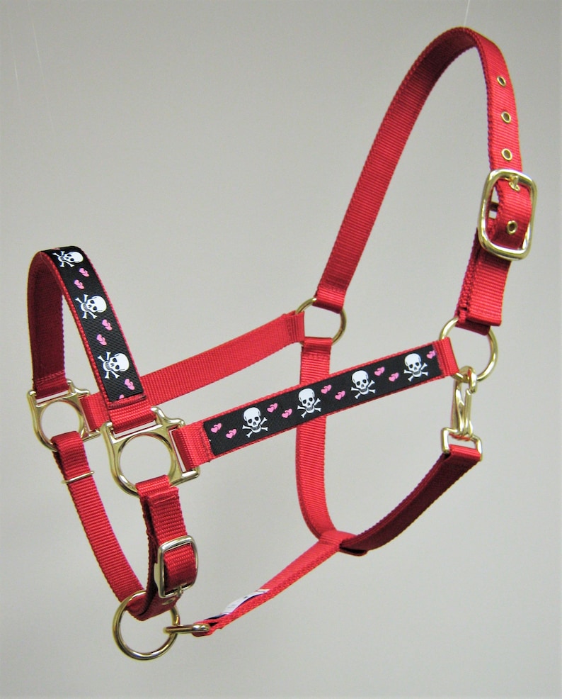 Skulls & Hearts Horse Halter, Skulls Draft Halter, Hearts and Skulls ...