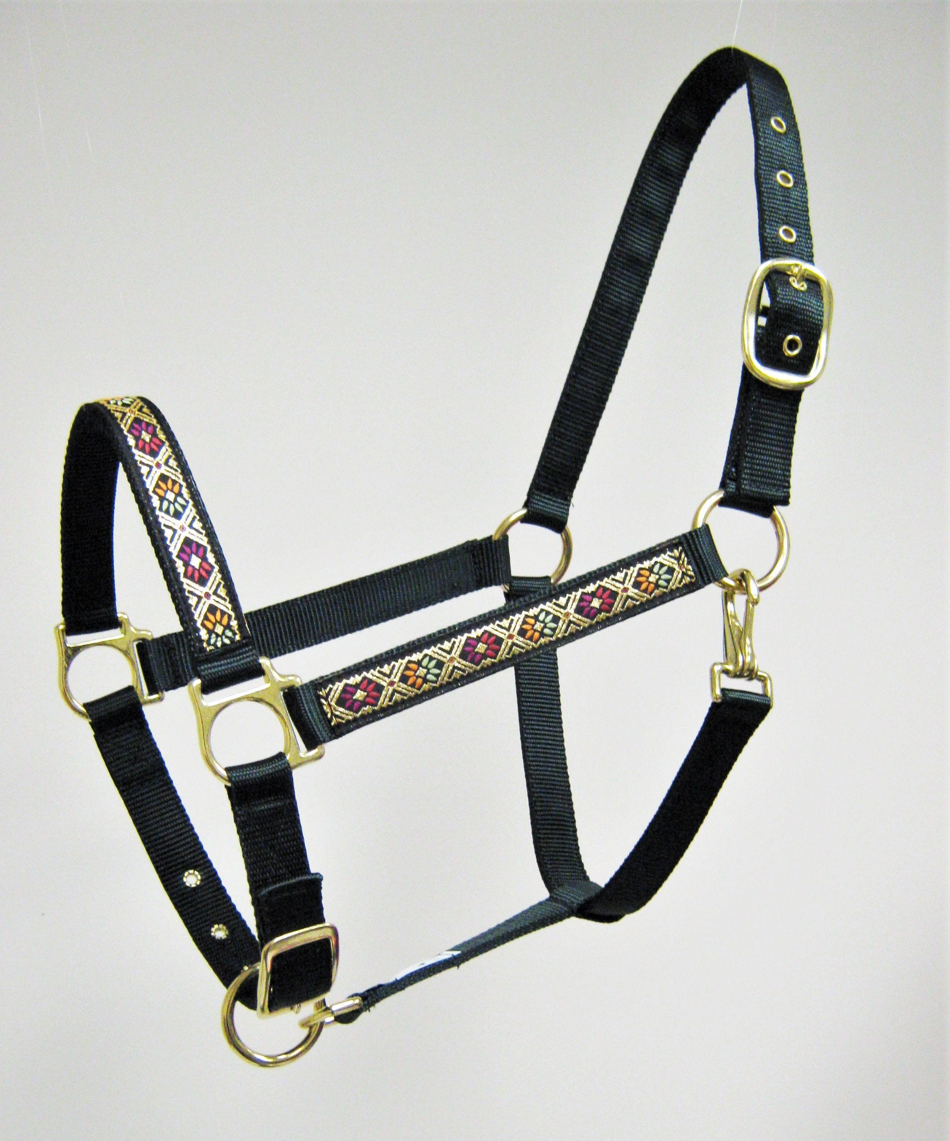 Magic Horse Halter, Gold Foil Ribbon Horse Halter, Floral Large Horse ...