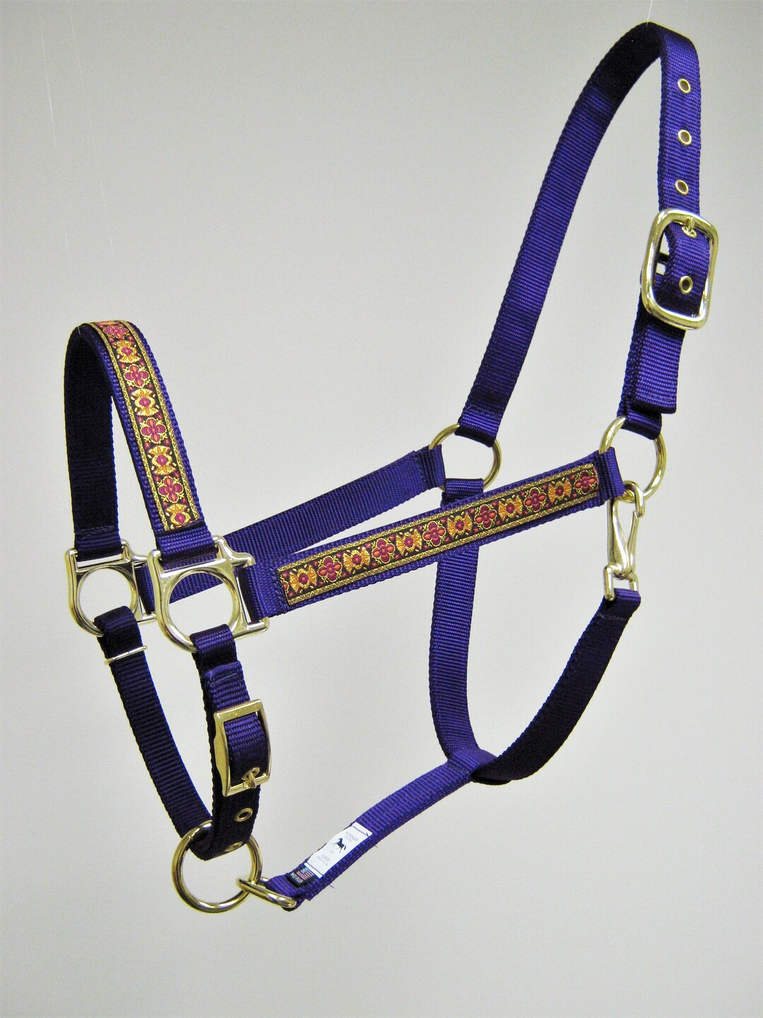 India Design Horse Halter, Gold Metallic Ribbon Horse Halter, Fancy ...