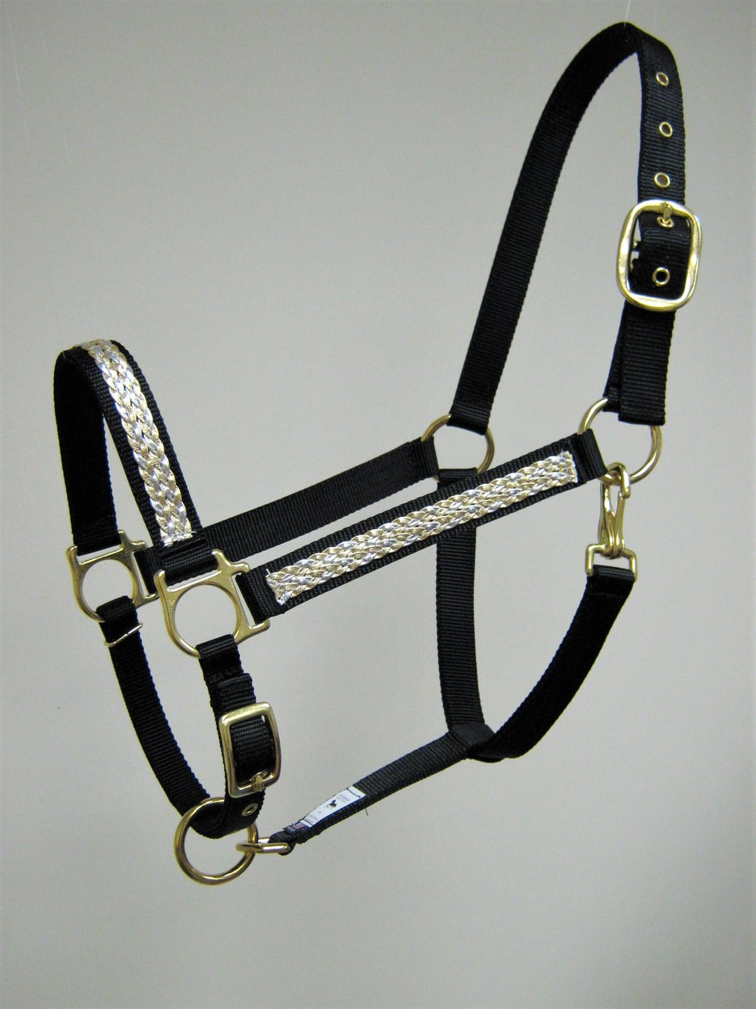 Double Metallic Braid Horse Halter, Gold Silver Braid Mini Horse Halter ...