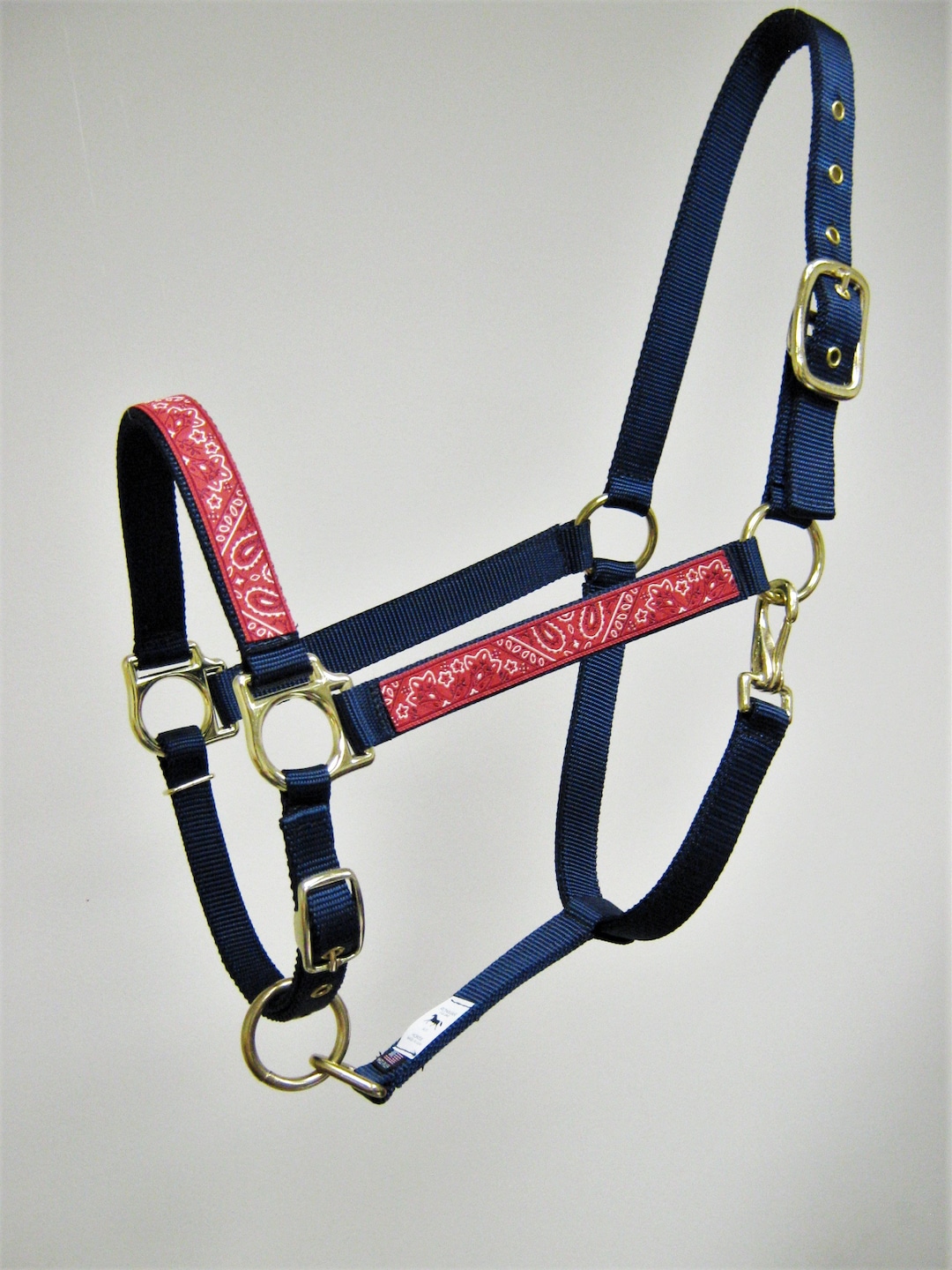 Red or Blue Bandana Horse Halter, Bandana Design Draft Horse Halter ...