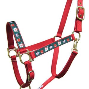 Holiday Friends Horse Halter, Santa Draft Halter, Christmas Large Horse ...