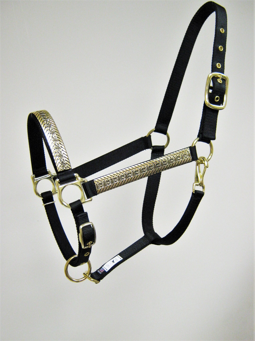 Gold Rodeo Square Design Horse Halter, Gold Design Draft Horse Halter ...