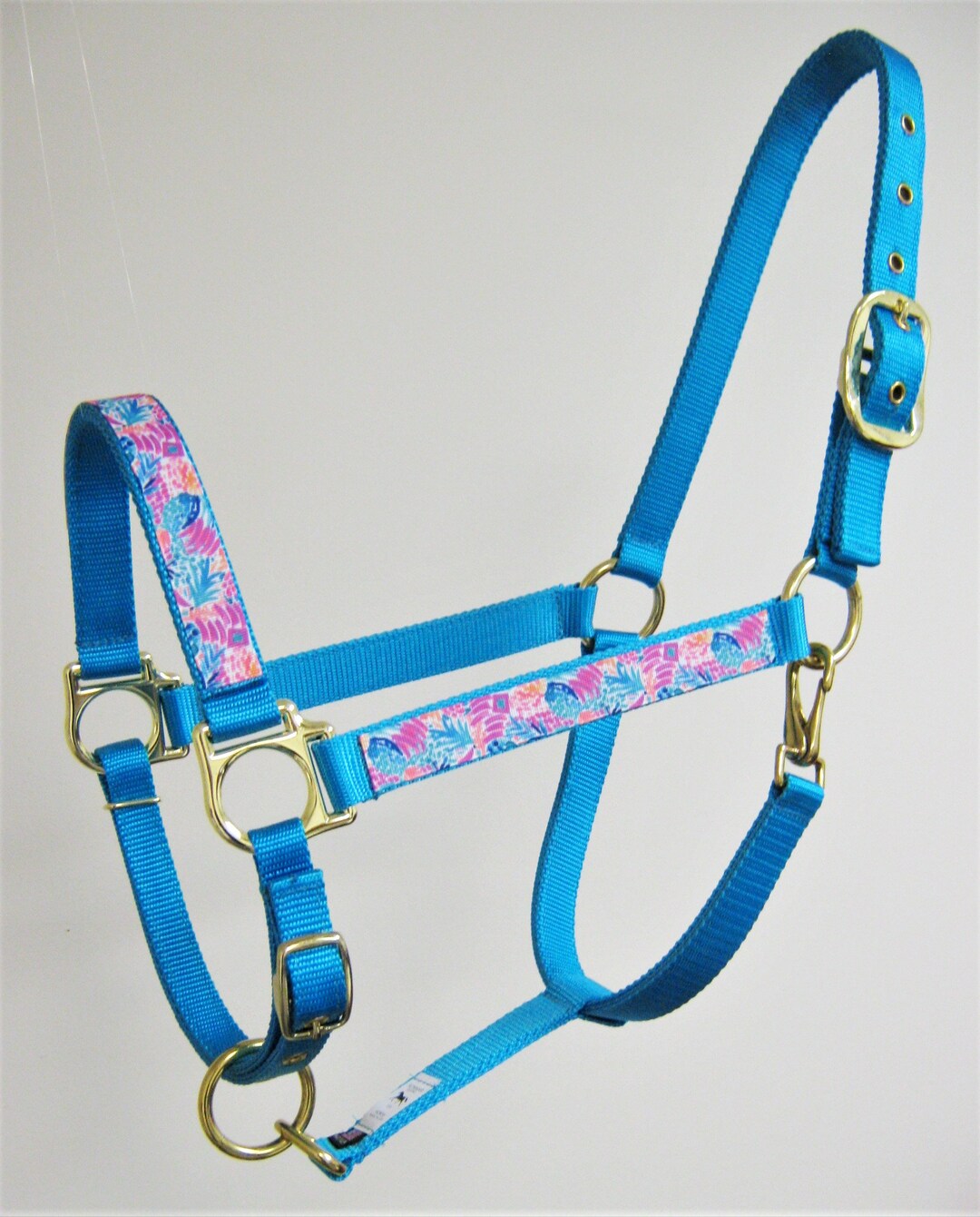 Pineapple Horse Halter, Tropical Mini Horse Halter, Colorful Draft Halter, Pink Horse Halter ...