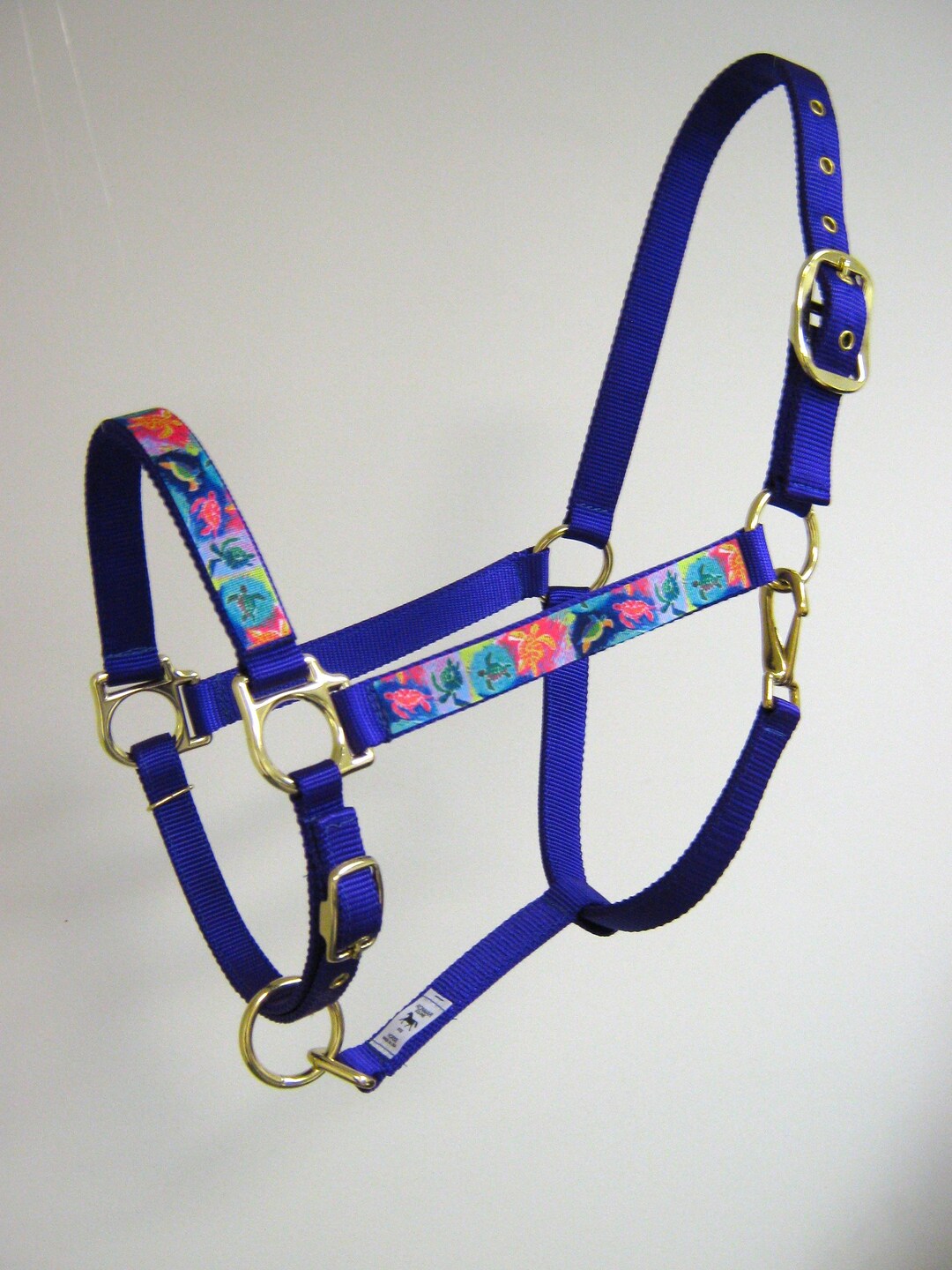 Sea Turtle Horse Halter, Turtle Draft Horse Halter, Swimming Turtle Mini Halter, Colorful Horse ...