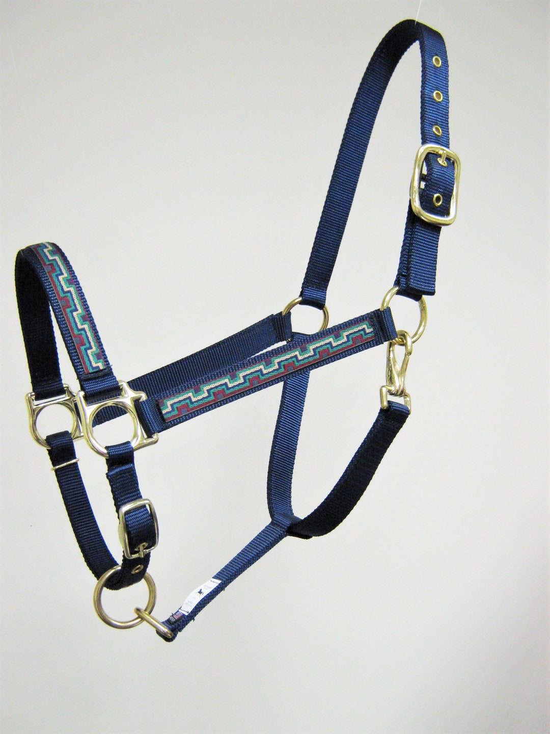 Teal Maze Design Horse Halter, Jacquard Ribbon Draft Horse Halter ...