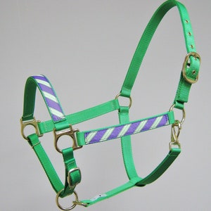 Stripe Horse Halter, Purple Stripe Draft Halter, Fancy Large Horse ...