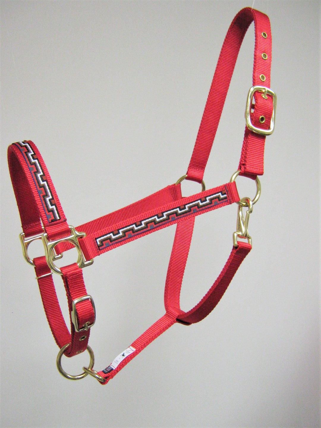 Red Maze Design Horse Halter, Jacquard Ribbon Draft Horse Halter ...