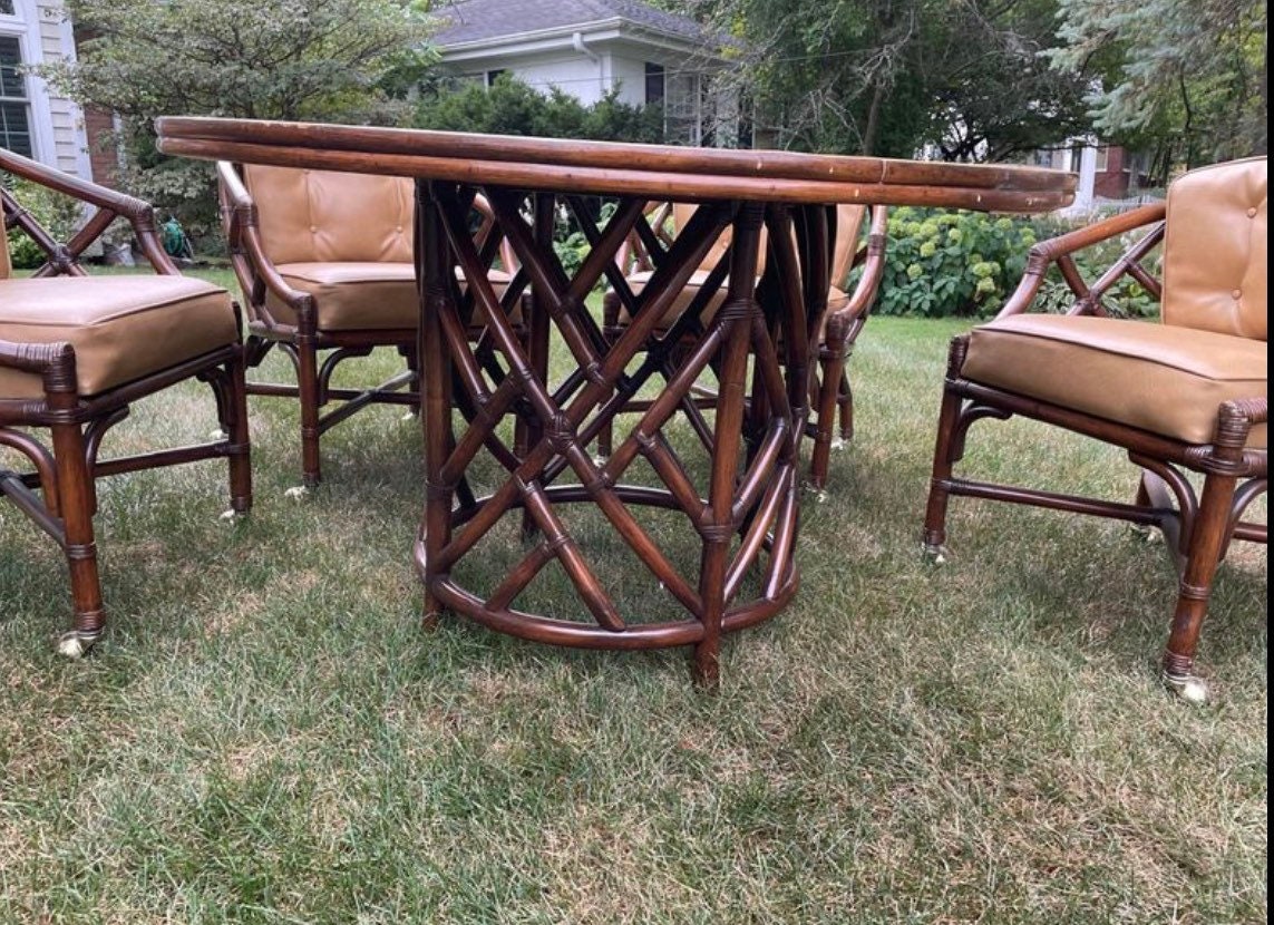Mid 20th Century Bamboo Dining Set by Ficks Reed | Etsy