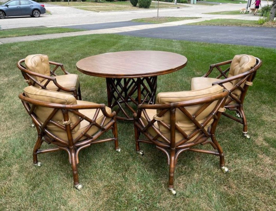 Mid 20th Century Bamboo Dining Set by Ficks Reed | Etsy