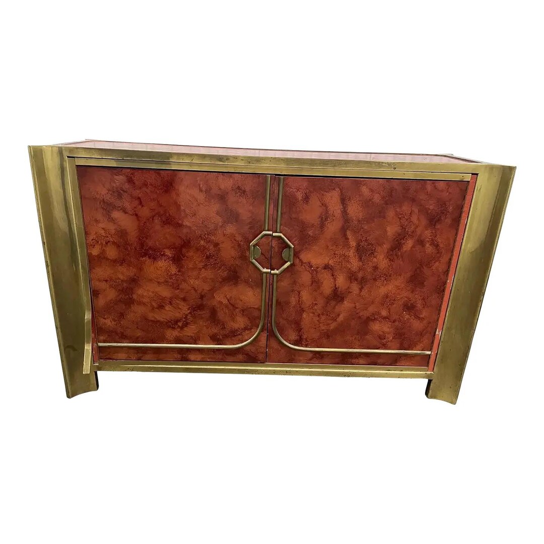 Mid-century Modern Small Cabinet by Mastercraft, Lacquer, Brass ...