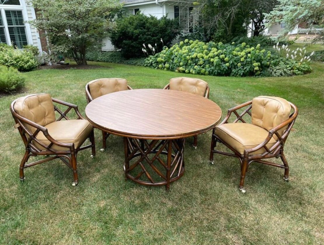 Mid 20th Century Bamboo Dining Set by Ficks Reed | Etsy