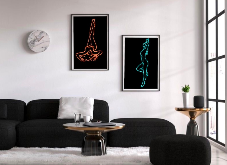 Neon Body Prints Digital Illustration Neon art Art print | Etsy