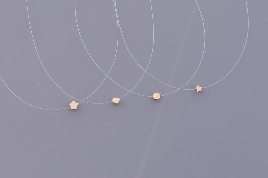 Minimalist Choker Necklace Transparent Fishing Line Mini Star, Flower ...