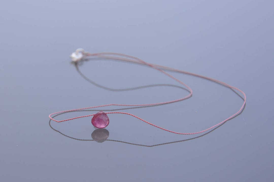 Minimalist Choker Necklace in Pink Silk Thread Heart-shaped Natural ...