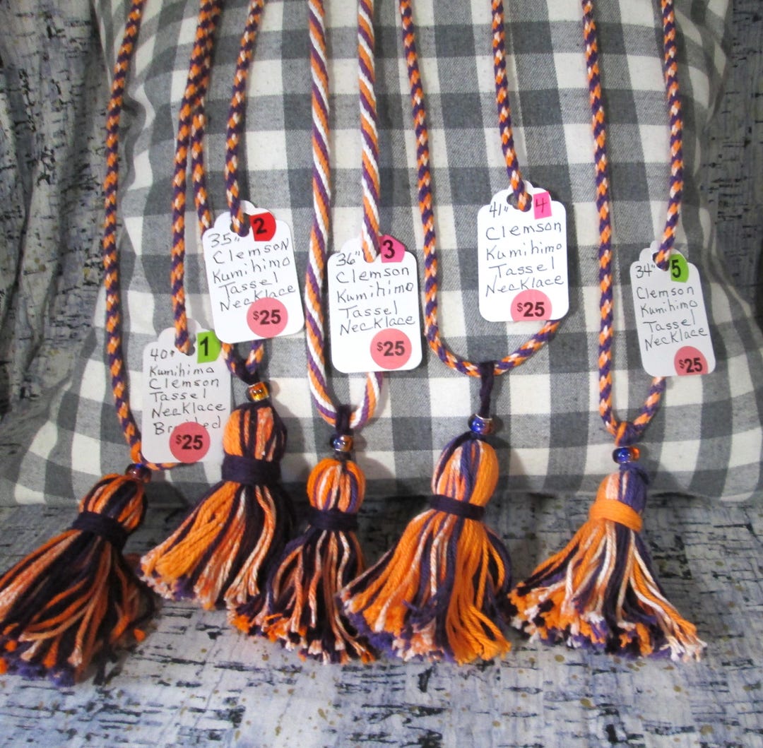 Tassel-clemson Tigers Kumihimo Tassel Necklaces 1-40 2-35 3-36 4-41 5 ...
