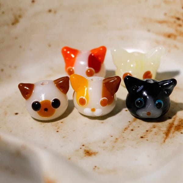 Lampwork Cat Beads - Etsy