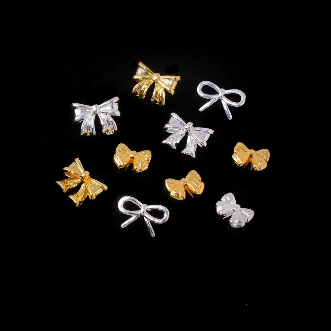 Brass-plated Gold Bow Beads, DIY Bow Bead Jewelry Pendants, Bracelet ...